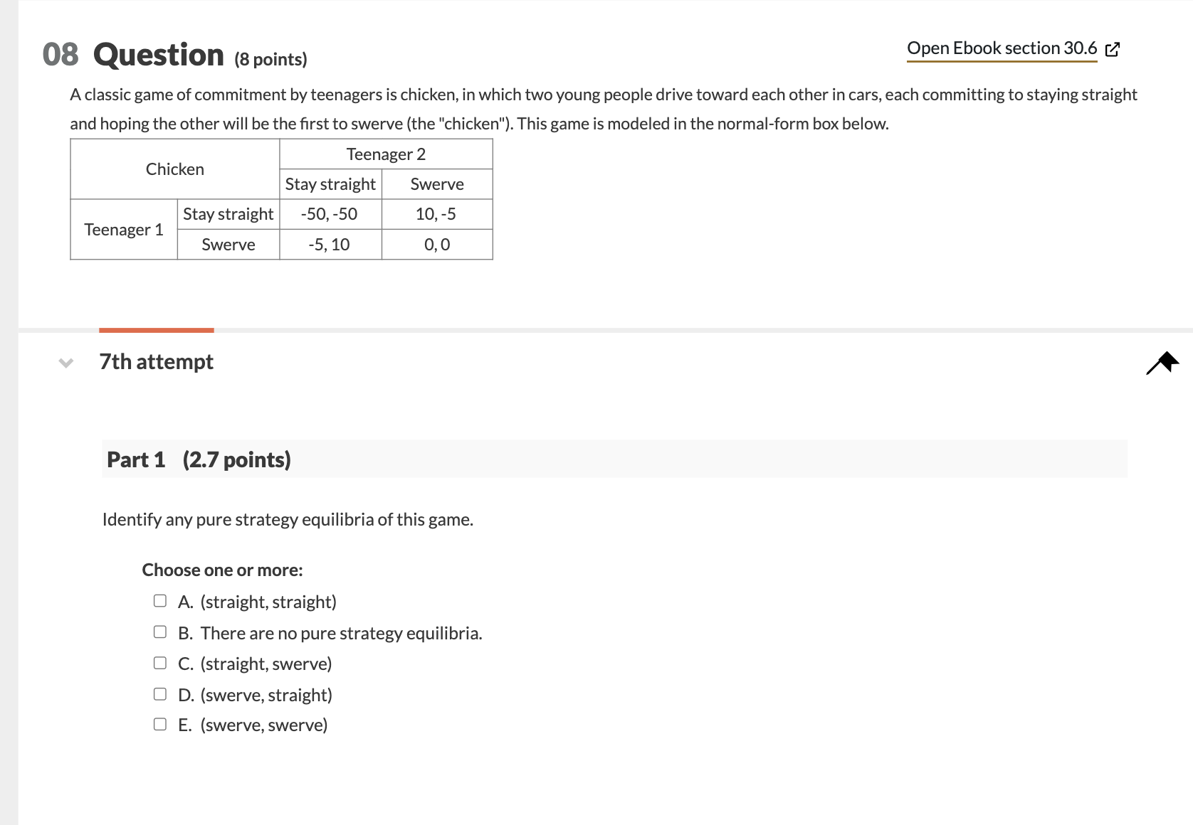 Solved 08 ﻿Question (8 ﻿points)A classic game of commitment | Chegg.com