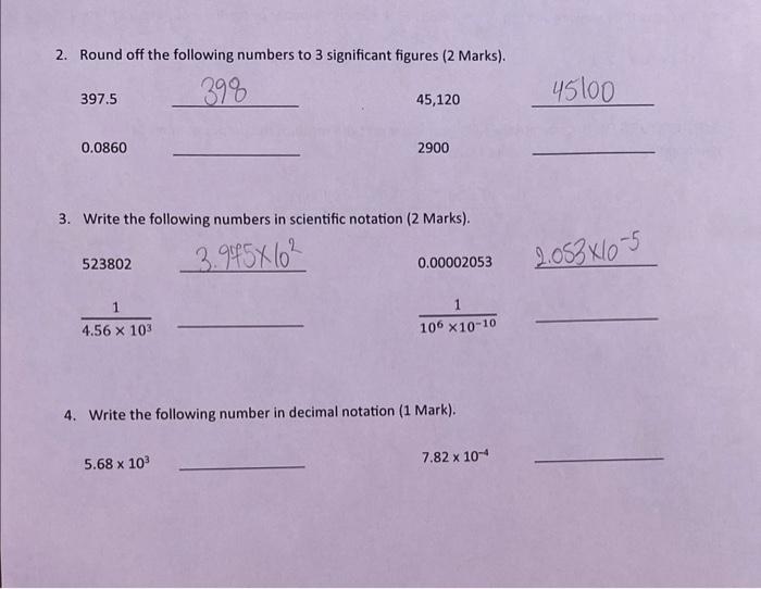 Solved 2. Round off the following numbers to 3 significant | Chegg.com