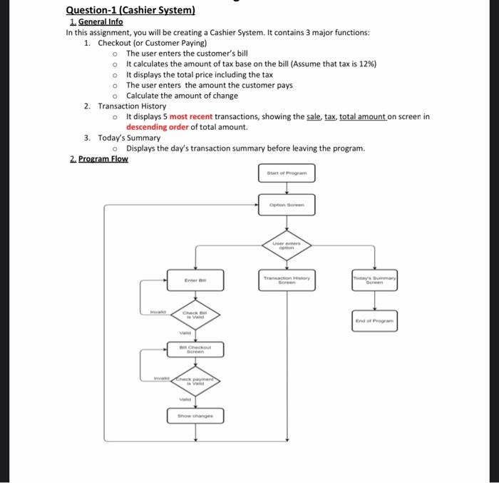 Solved Question-1 (Cashier System) 1. General Info In this | Chegg.com