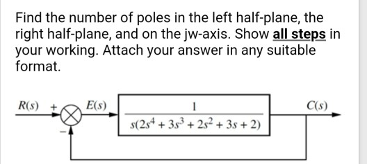 Solved Find the number of poles in the left half-plane, the | Chegg.com