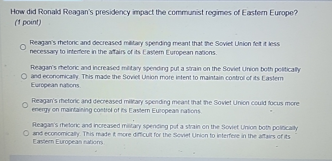 Solved How did Ronald Reagan's presidency impact the | Chegg.com