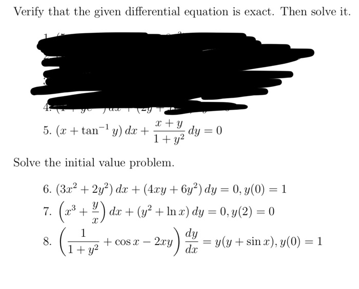 Solved Verify that the given differential equation is exact. | Chegg.com