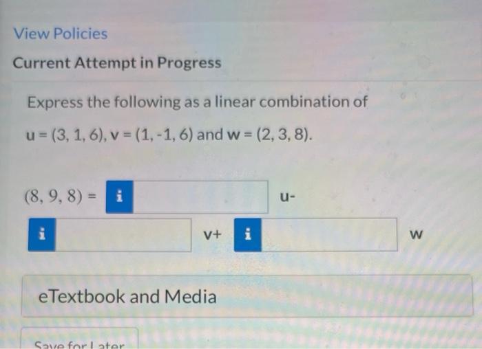 Solved Express the following as a linear combination of | Chegg.com