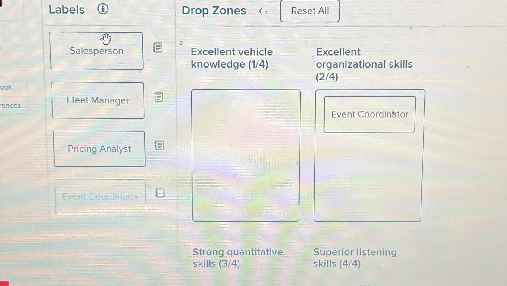 Solved LabelsDrop Zones(i)Excellent | Chegg.com