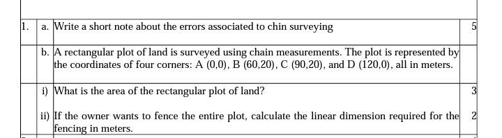 Solved b. A rectangular plot of land is surveyed using chain | Chegg.com