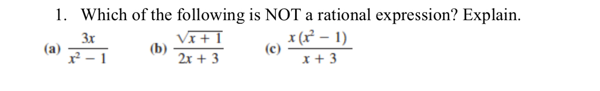 Solved Which of the following is NOT a rational expression? | Chegg.com