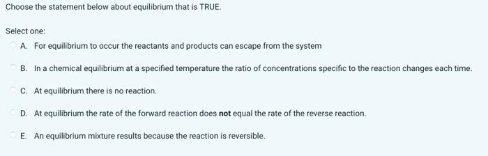 Solved Choose the statement below about equilibrium that is | Chegg.com