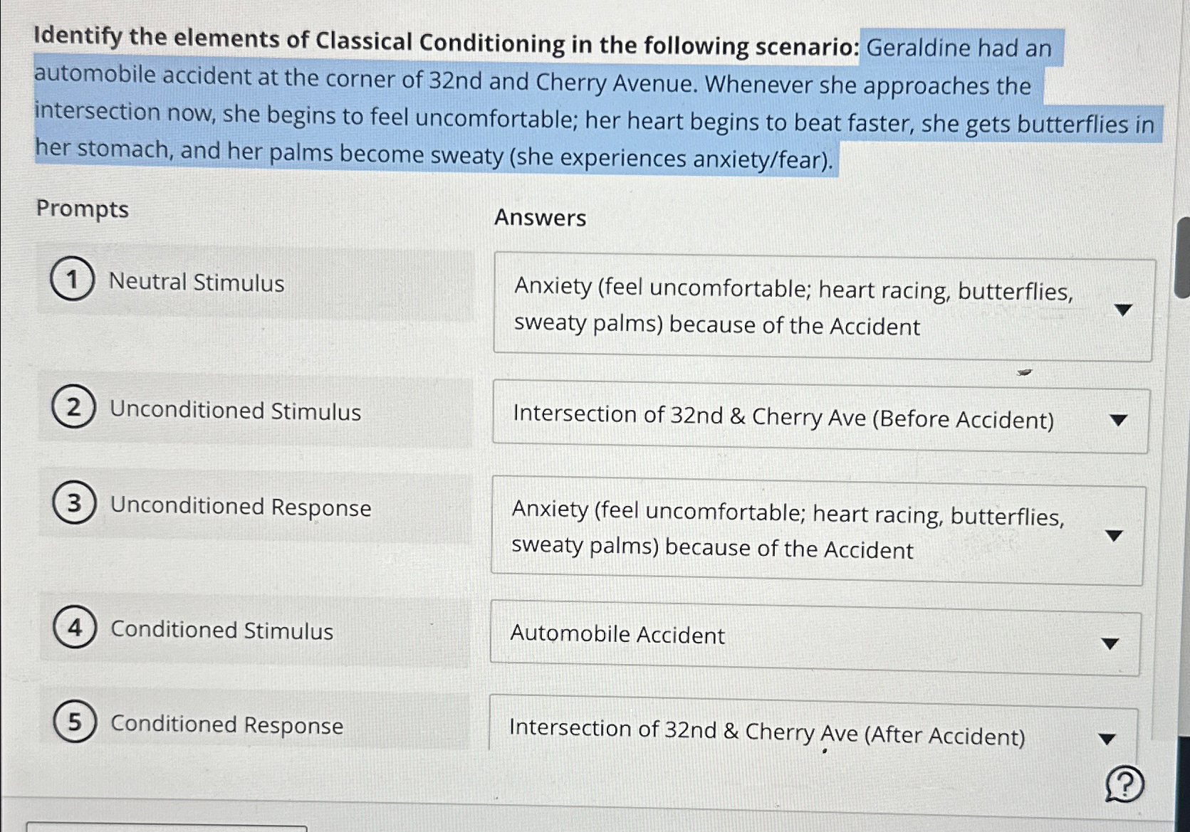 Solved Identify the elements of Classical Conditioning in | Chegg.com