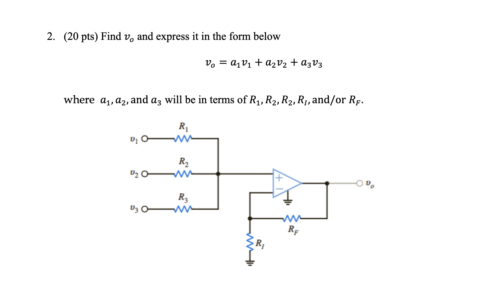 Solved (20 ﻿pts) ﻿Find 𝑣o and express it in the form below | Chegg.com