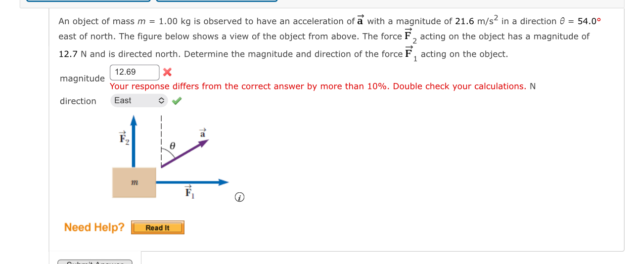 Solved An object of mass m=1.00kg ﻿is observed to have an | Chegg.com