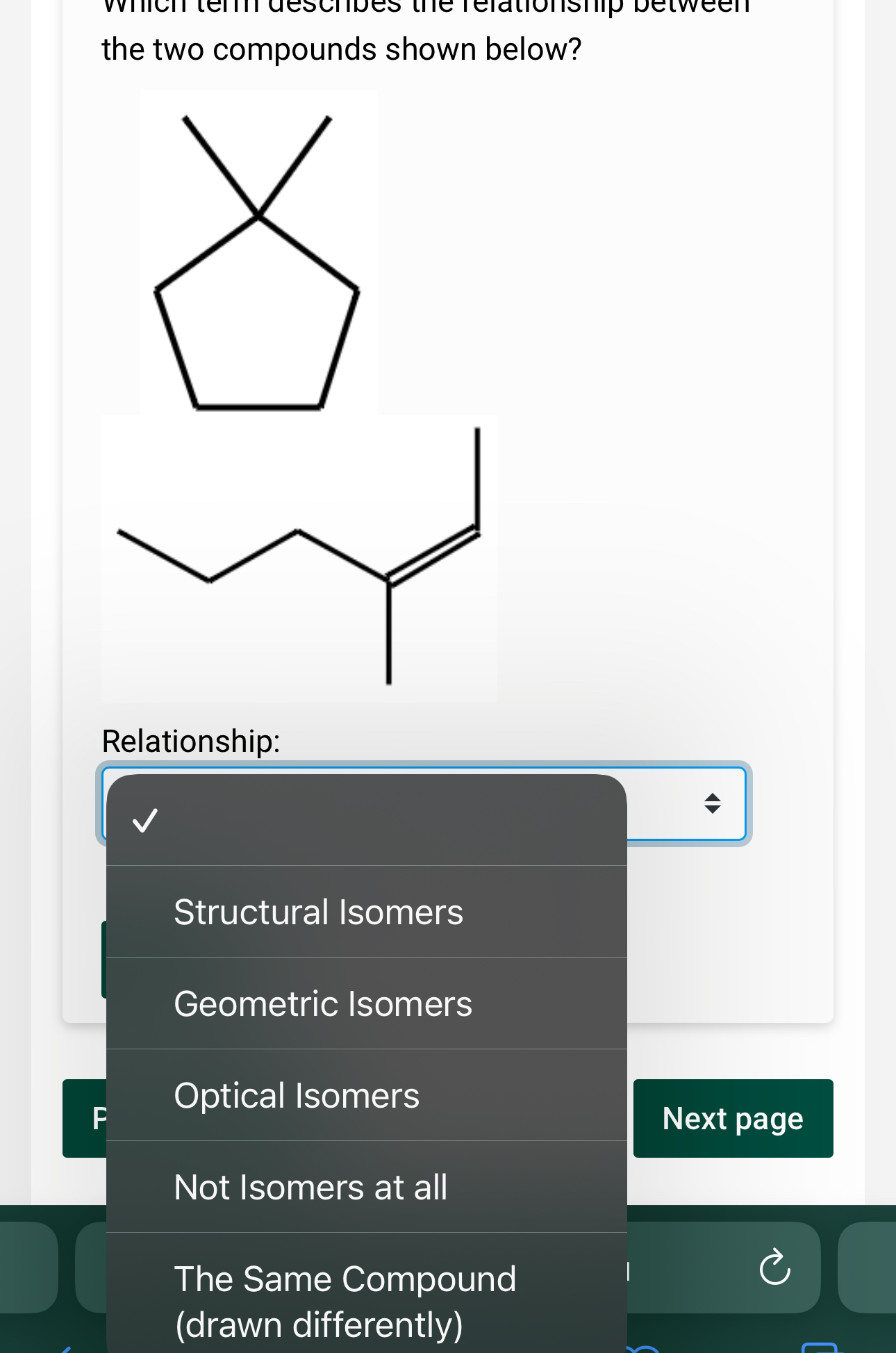 Solved the two compounds shown below?Relationship:Structural | Chegg.com