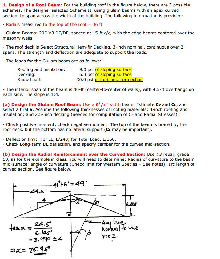 Solved Design of a Roof Beam: For the building roof in the | Chegg.com