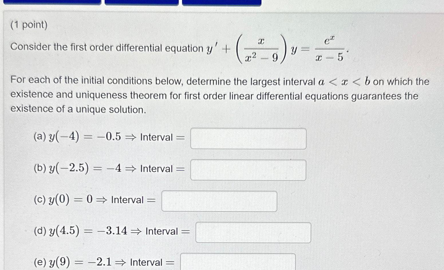 Solved (1 ﻿point)Consider the first order differential | Chegg.com