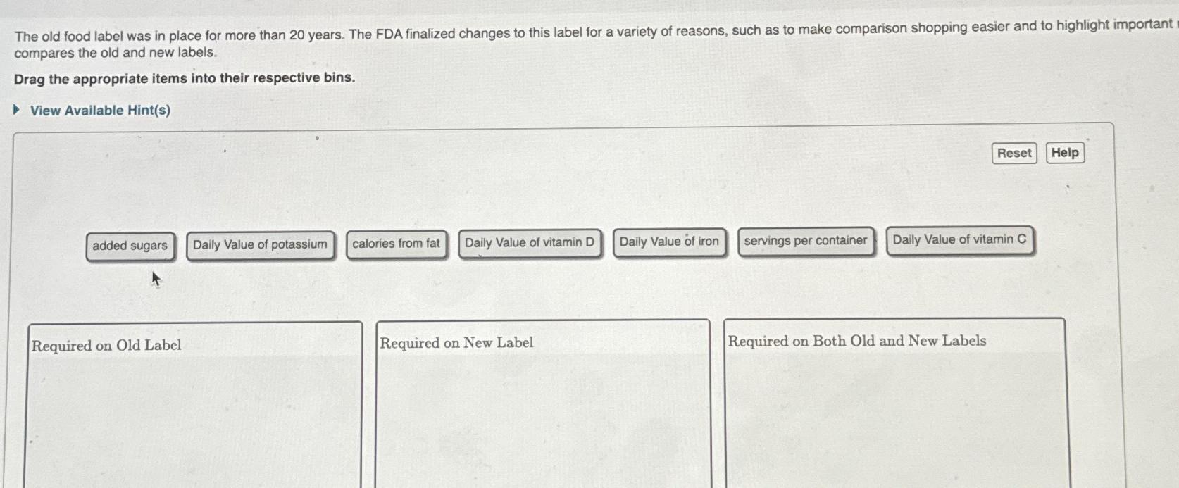 Solved The old food label was in place for more than 20 | Chegg.com