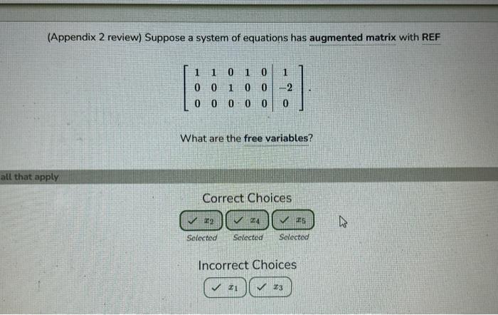 Solved (Appendix 2 review) Suppose a system of equations has | Chegg.com