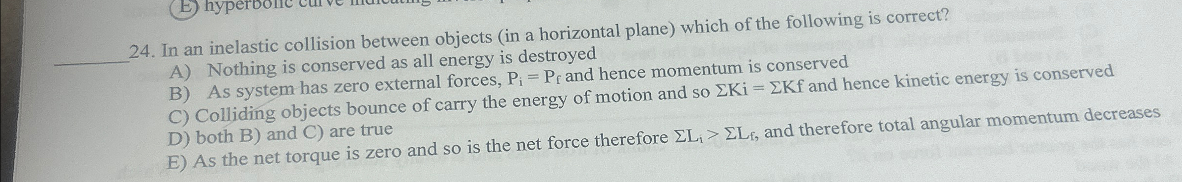 Solved In an inelastic collision between objects (in a | Chegg.com