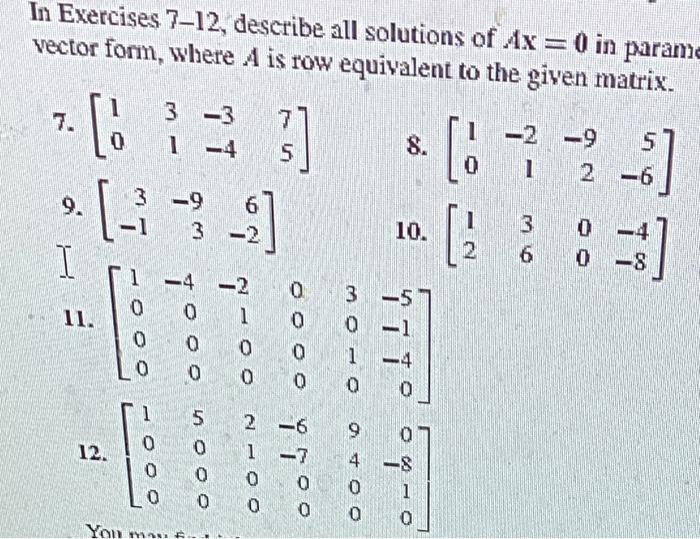 Solved vector form, wherescribe all solutions of Ax=0 in | Chegg.com
