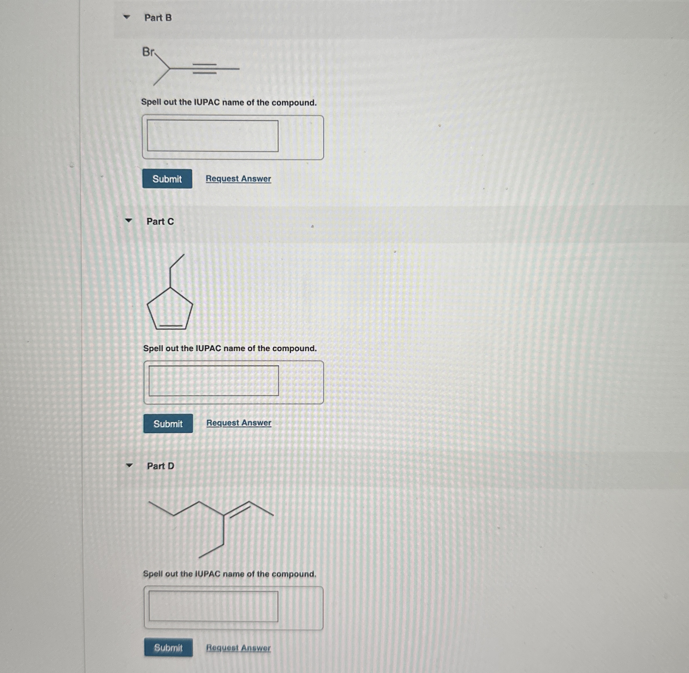 Solved Part BSpell out the IUPAC name of the | Chegg.com