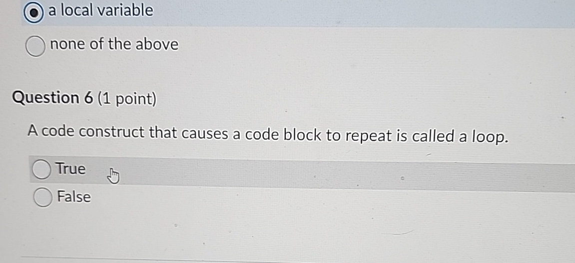 Solved a local variablenone of the aboveQuestion 6 (1 | Chegg.com