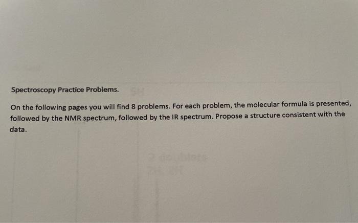 Solved Spectroscopy Practice Problems. On the following | Chegg.com
