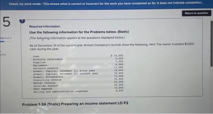 Solved Chapter 1 - Homework i LO 5 Part 1 of 3 5 points | Chegg.com