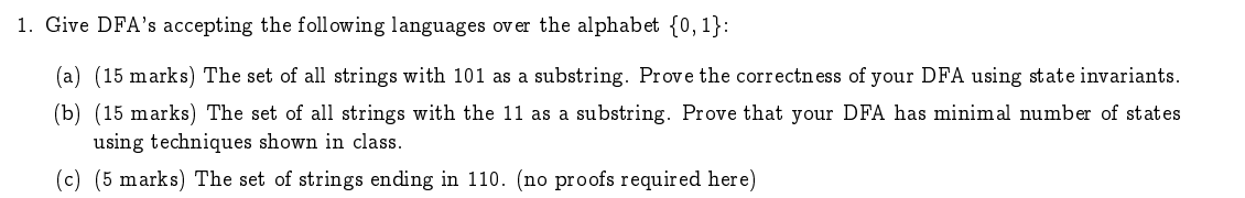 Solved Give DFA's accepting the following languages over the | Chegg.com