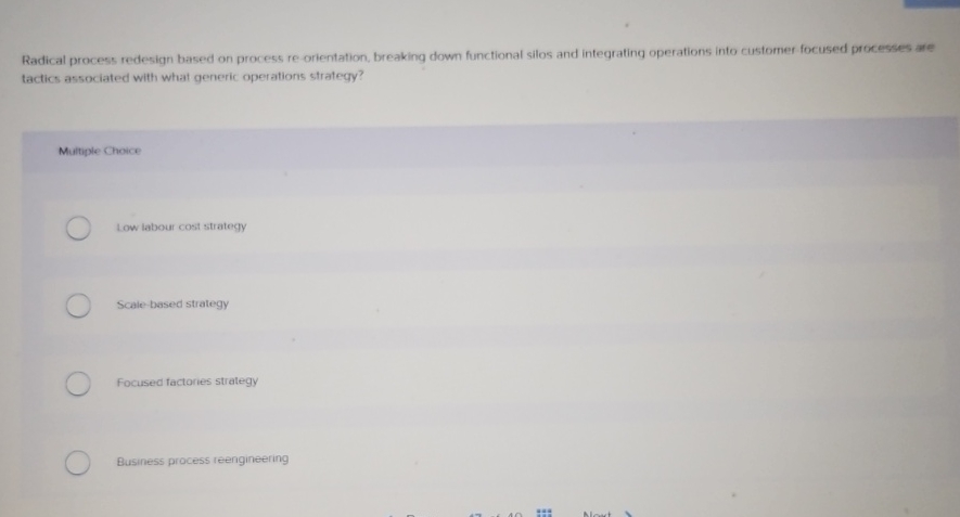 Solved Radical process redesign based on process re | Chegg.com