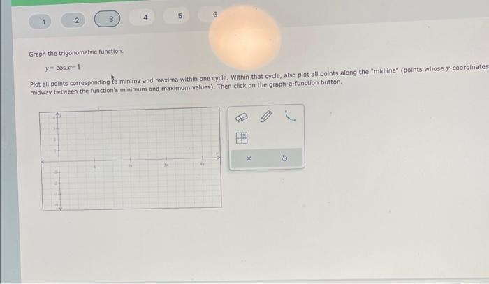 Solved Graph the trigonometric function. y=cosx−1 Plot all | Chegg.com