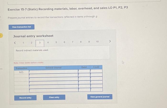 Solved Exercise 15.7 (Static) Recording materials, labor, | Chegg.com