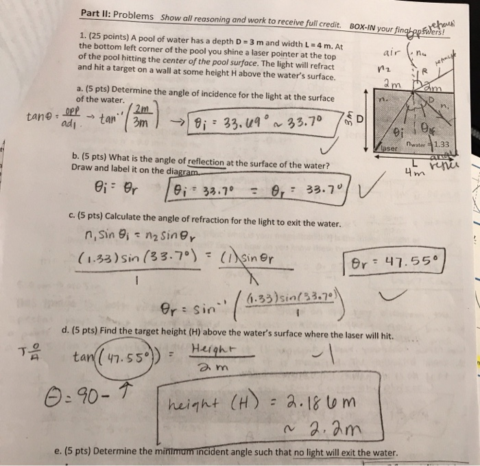 Solved Part II: Problems Show all reasoning and work to | Chegg.com