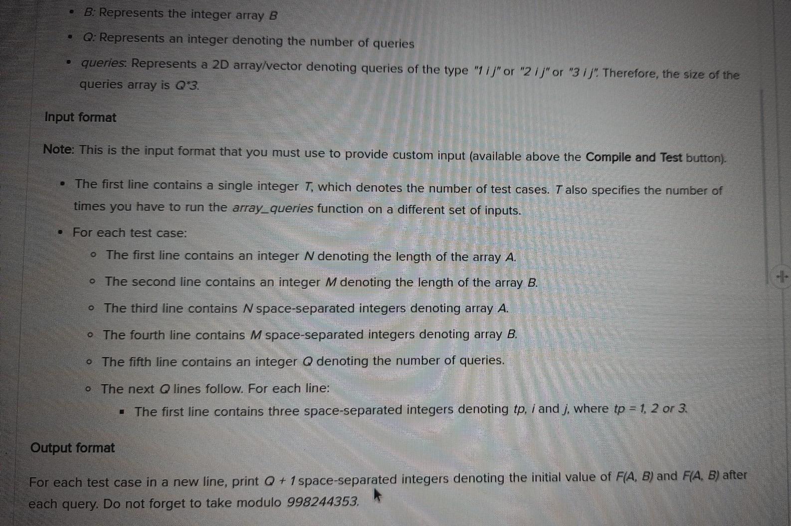 Solved Max. SCO Array queries You are given 2 arrays A and B | Chegg.com