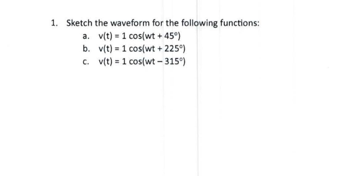 Sketch the waveform for the following | Chegg.com