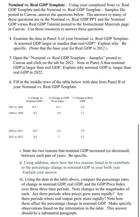 Solved Nominal vs. Real GDP Template - Using your completed | Chegg.com