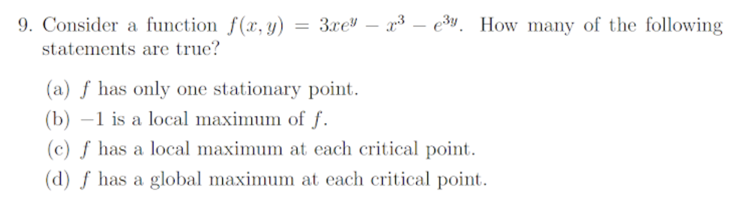 Solved Consider A Function F X Y 3xey X3 E3y ﻿how Many Of