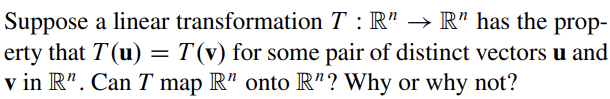 Solved Suppose a linear transformation T:Rn→Rn ﻿has the | Chegg.com