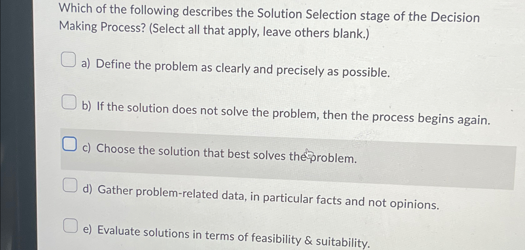 Solved Which of the following describes the Solution | Chegg.com