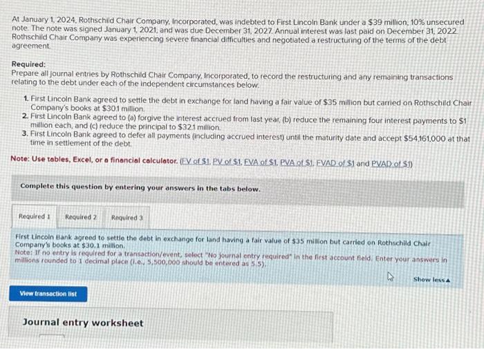 Solved At January 1, 2024. Rothschild Chair Company, | Chegg.com