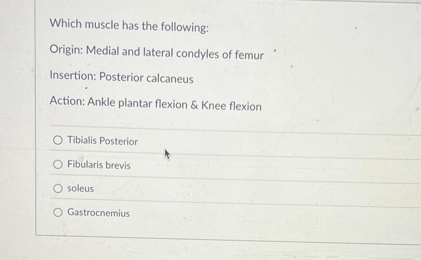 Solved Which muscle has the following:Origin: Medial and | Chegg.com