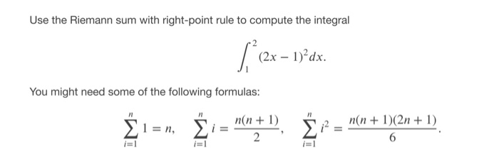 Solved Use the Riemann sum with right-point rule to compute | Chegg.com