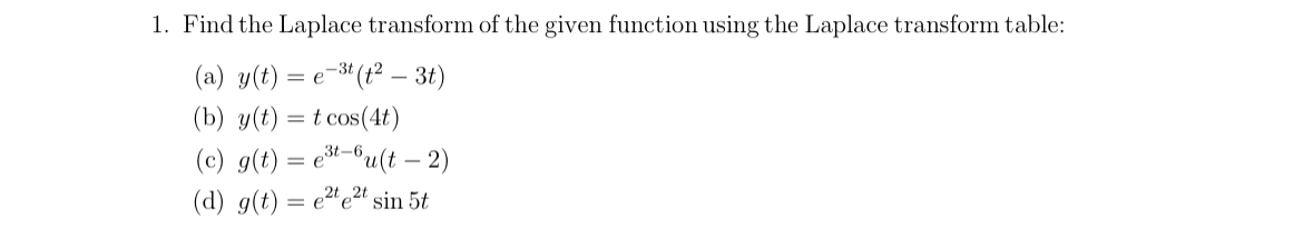 Solved Find the Laplace transform of the given function | Chegg.com