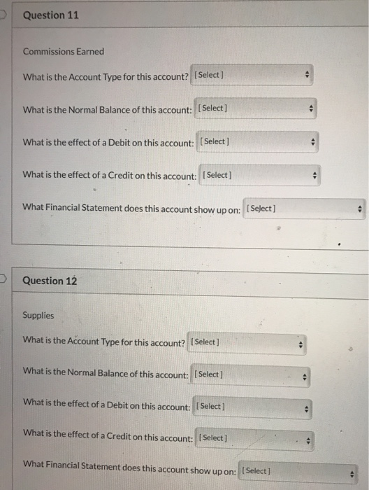 Solved Question 11 Commissions Earned What is the Account | Chegg.com