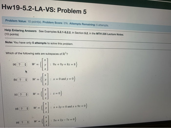 Solved Hw19-5.2-LA-VS: Problem 5 Problem Value: 10 point(s). | Chegg.com