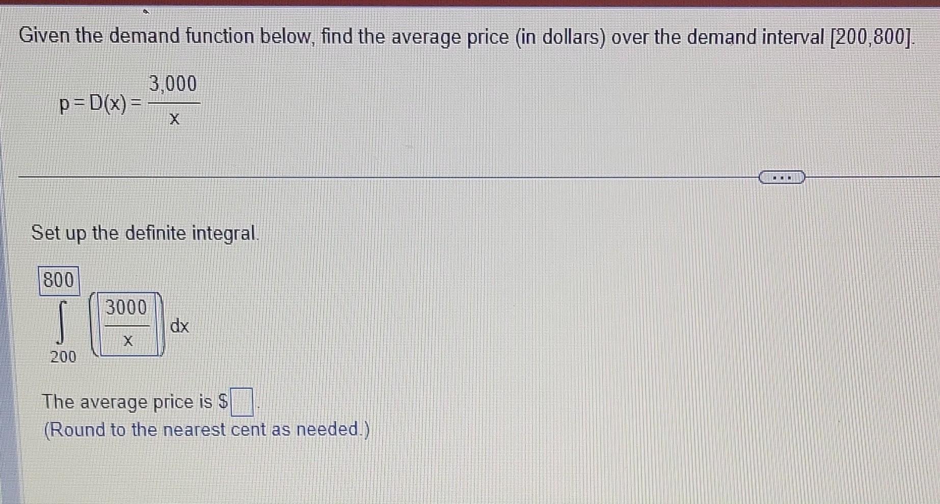 Solved Given the demand function below, find the average | Chegg.com