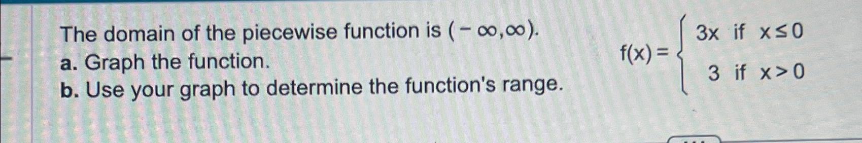 Solved The domain of the piecewise function is (-∞,∞).a. | Chegg.com