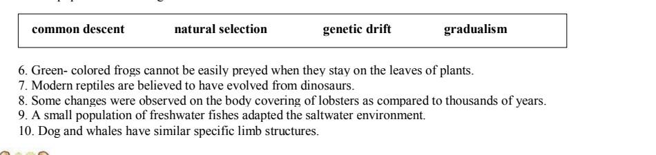Solved common descent natural selection genetic drift | Chegg.com