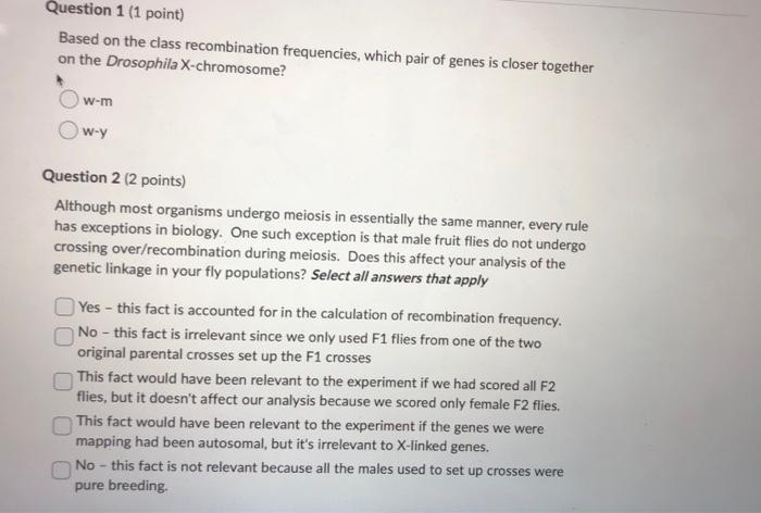 Solved Based on the class recombination frequencies, which | Chegg.com
