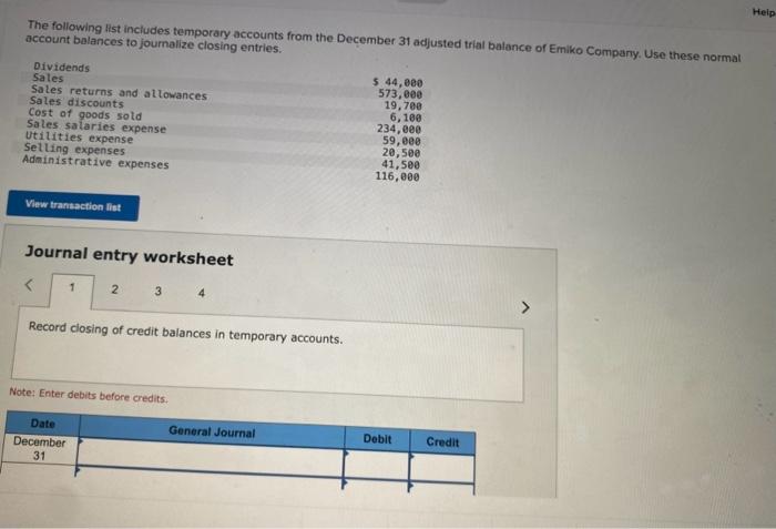 Solved The following list includes temporary accounts from | Chegg.com