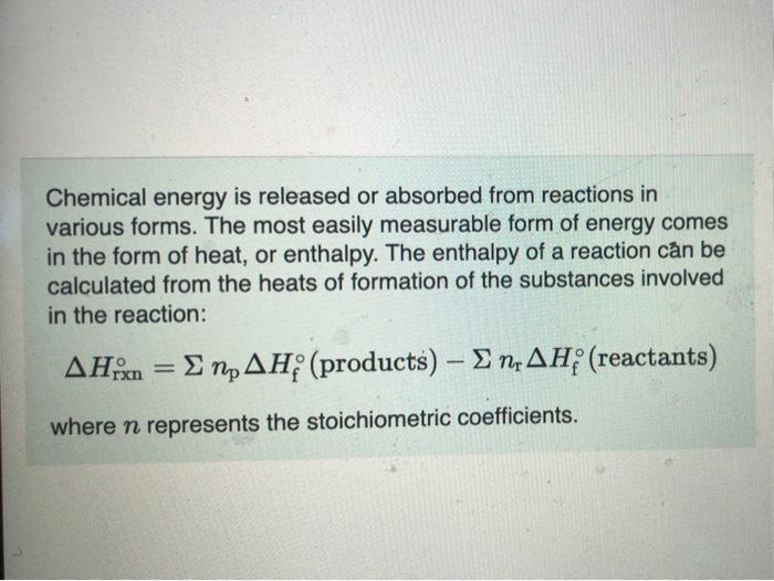 Solved Assignment 29 Chap 5: Enthalples of Formation hemical | Chegg.com