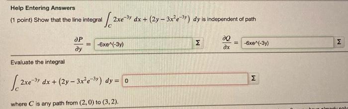 Solved Help Entering Answers (1 point) Show that the line | Chegg.com