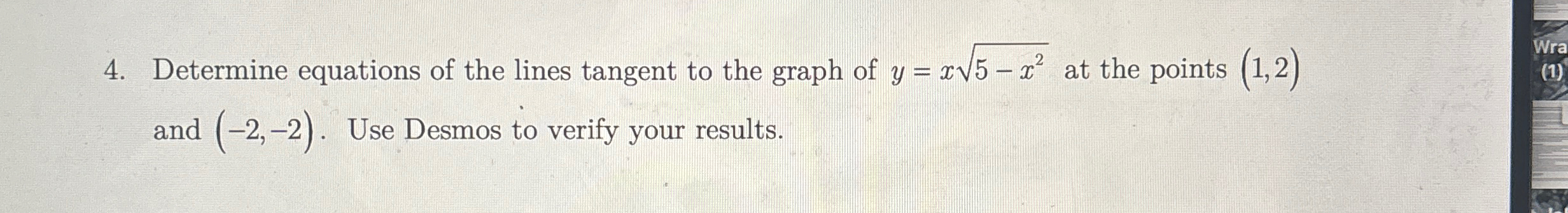 Solved Determine equations of the lines tangent to the graph | Chegg.com